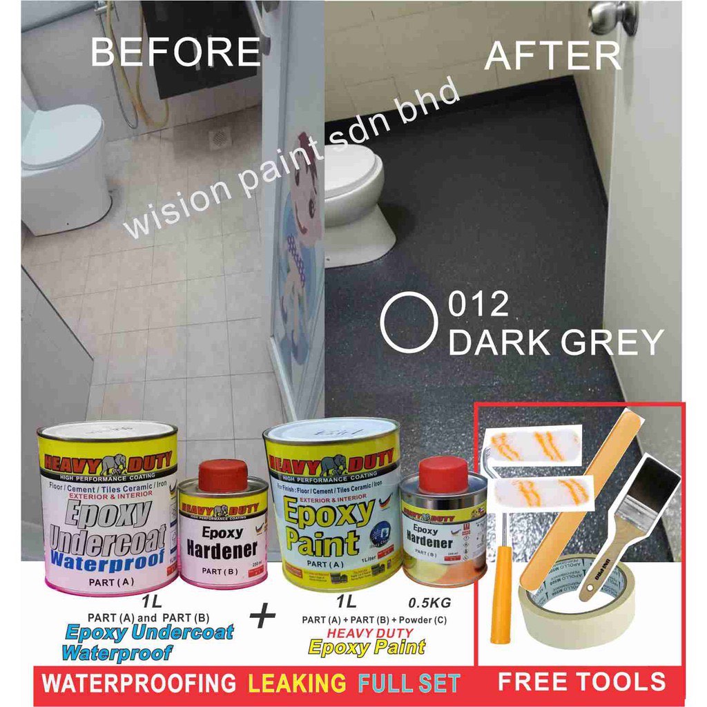 dark grey 012 { FULL SET } Epoxy Floor Coating HEAVY DUTY ( FREE Tool ...