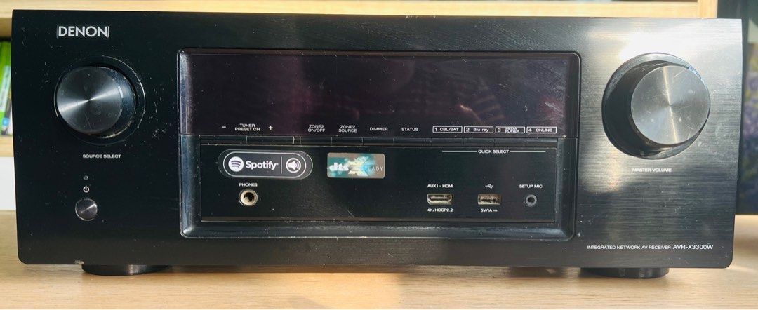 Denon sound system with Amp (AVR-X3300W) and 5 speakers., Audio ...