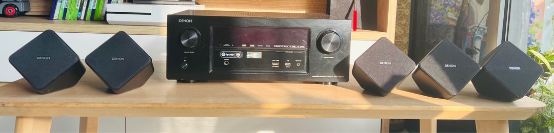Denon sound system with Amp (AVR-X3300W) and 5 speakers., Audio ...