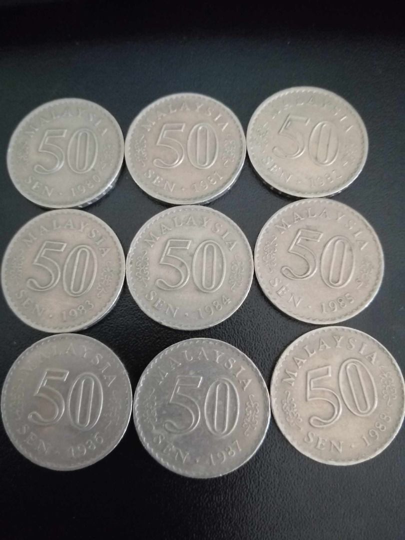 Duit Syiling 50 sen Malaysia 9pcs, Hobbies & Toys, Collectibles ...