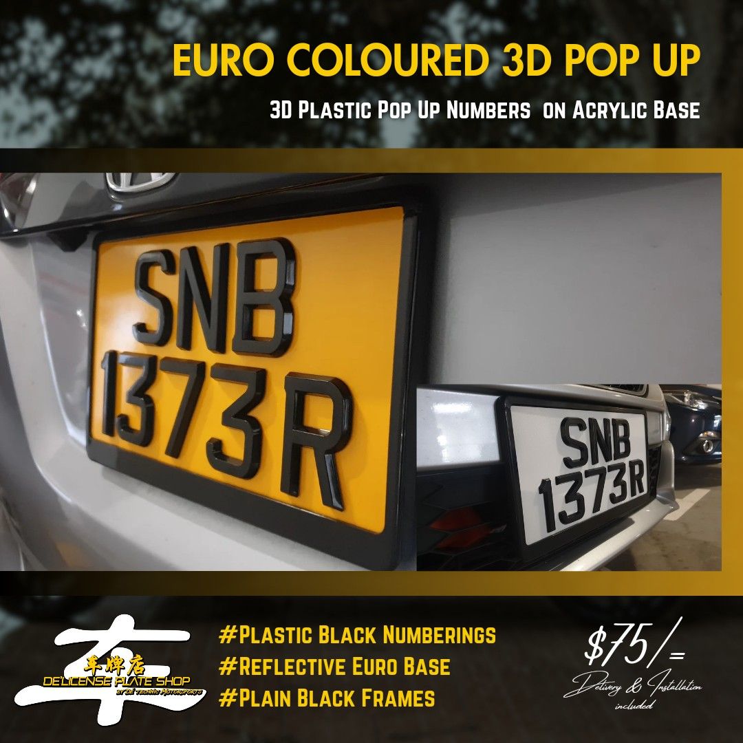 Euro Style 3D Pop Up Number Plates, Car Accessories, Accessories on ...