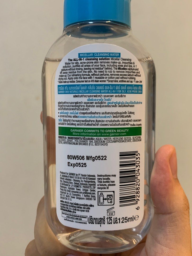 Garnier Micellar Water Blue for Oily and Acne Prone Skin (125 mL ...