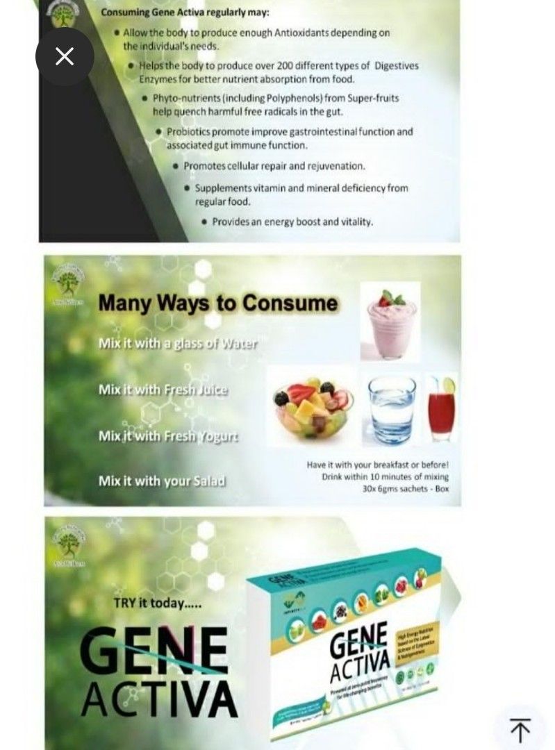 Gene Activa health drink for immunity & antioxidant, Health & Nutrition ...