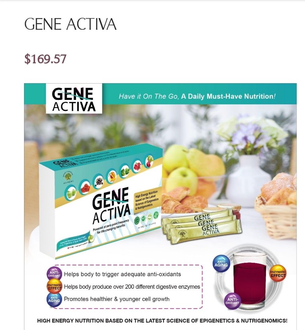 Gene Activa health drink for immunity & antioxidant, Health & Nutrition ...