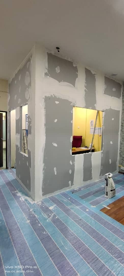 GYPSUM WALL PARTITION l pasang dinding pembahagi gypsum, Furniture ...