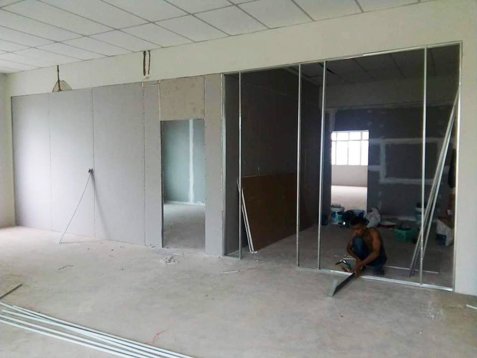 GYPSUM WALL PARTITION l pasang dinding pembahagi gypsum, Furniture ...