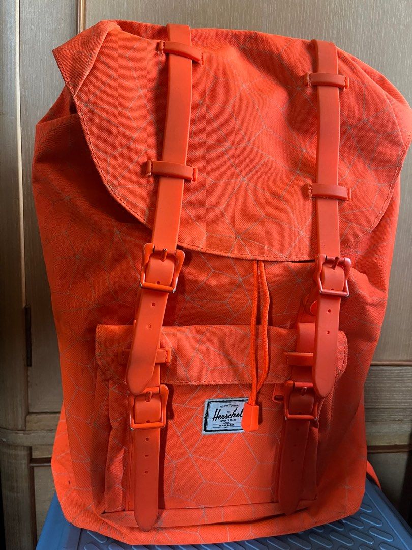 HERSCHEL Little America Neon Orange Rubber/Neon Sequence Backpack ...