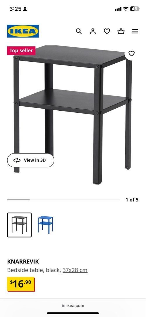 Ikea KNARREVIK side table black, Furniture & Home Living, Furniture, Tables & Sets on Carousell