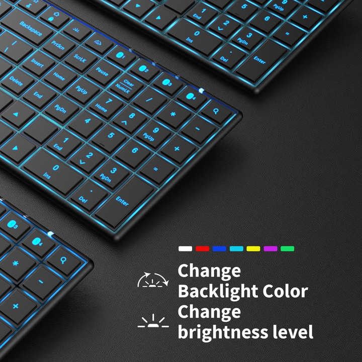 Jelly Comb Bluetooth 5.1, Rechargeable Type-C, 7 colors Backlit Multi ...