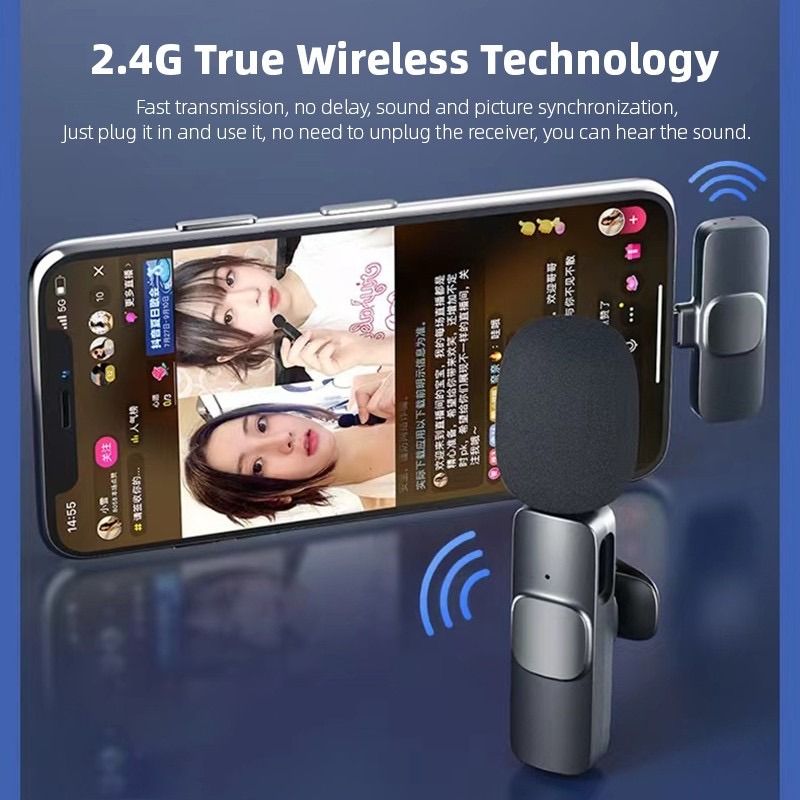 K9 2.4GHz Wireless Microphone Clip-on Lavalier Microphone Transmitter ...