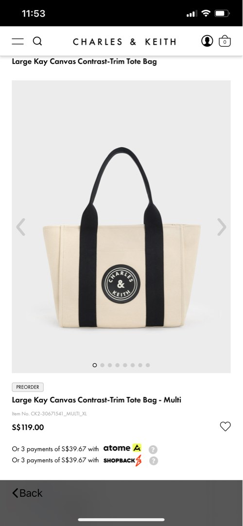 Large Kay Canvas Contrast-Trim Tote Bag, Women's Fashion, Bags & Wallets, Tote Bags on Carousell