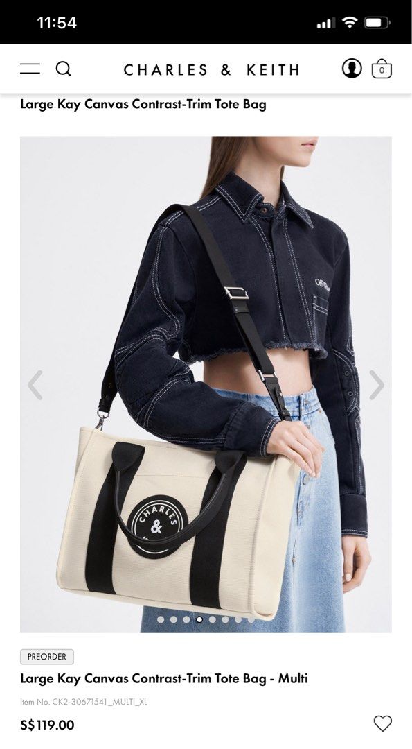 Large Kay Canvas Contrast-Trim Tote Bag, Women's Fashion, Bags ...