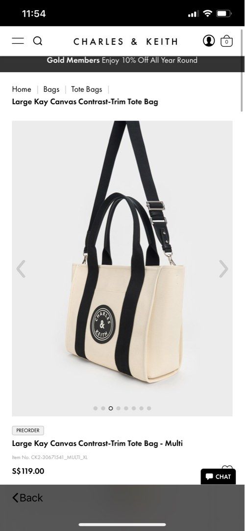 Large Kay Canvas Contrast-Trim Tote Bag, Women's Fashion, Bags ...