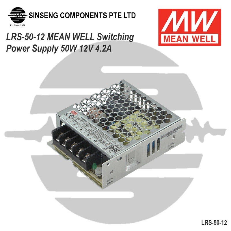 LRS-50-12 MEAN WELL Switching Power Supply 50W 12V 4.2A Meanwell For CCTV Camera, LED, Computers ...
