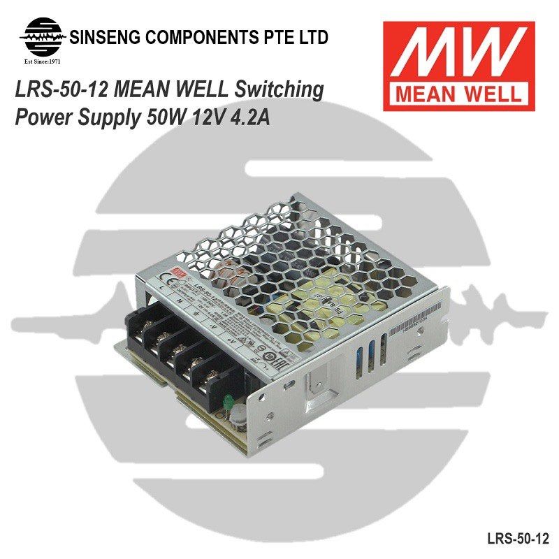 LRS-50-12 MEAN WELL Switching Power Supply 50W 12V 4.2A Meanwell For CCTV Camera, LED, Computers ...