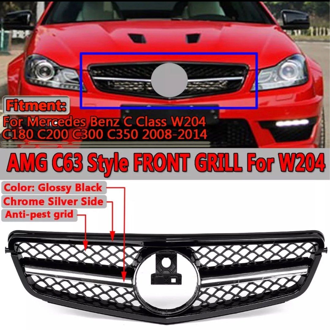 Mercedes W204 Front Grille, Car Accessories, Accessories on Carousell