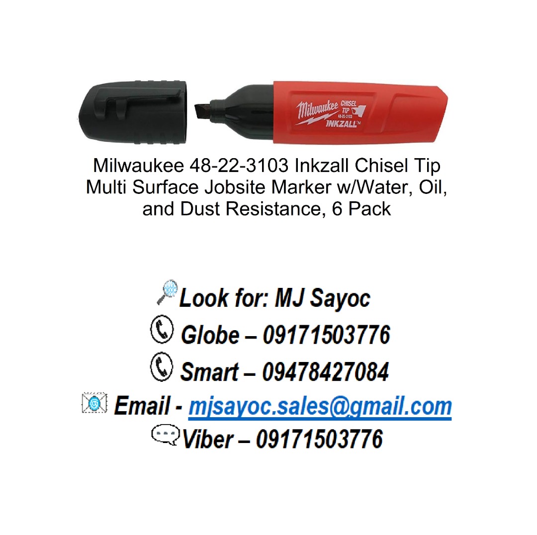 Milwaukee 48-22-3103 Inkzall Chisel Tip Multi Surface Jobsite Marker on ...