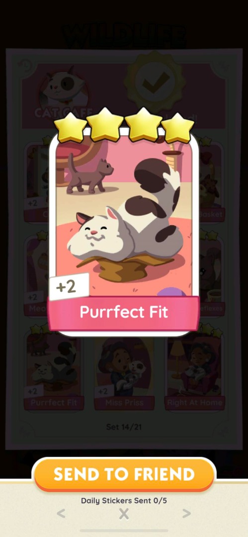 Monopoly Go Sticker: CATLIKE REFLEXES / PURRFECT FIT (Set 14 - Cat Cafe ...