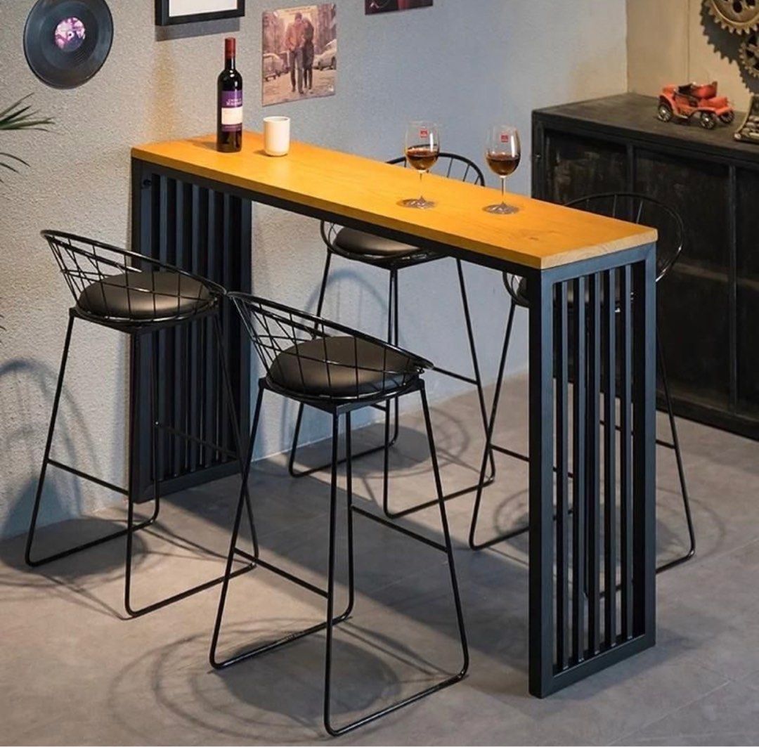 MONUMEN Rustic Bar Table & Chairs, Furniture & Home Living, Furniture ...