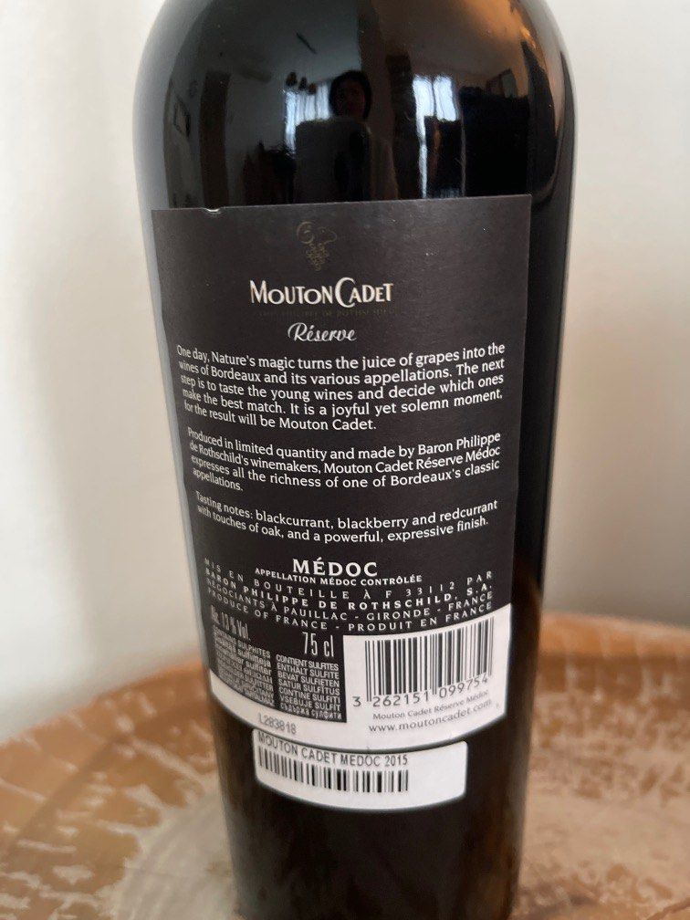 Mouton Cadet Reserve Medoc 2015, Food & Drinks, Alcoholic Beverages on ...