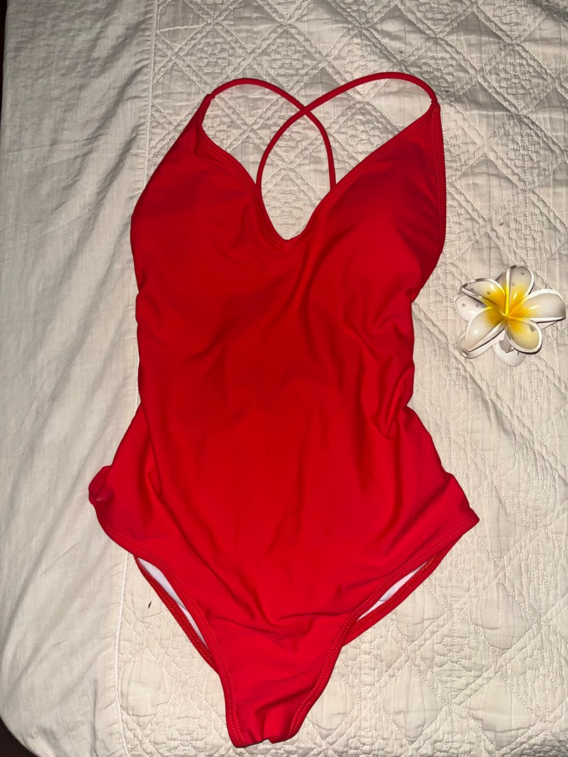 One piece Backless Swimsuit - Red on Carousell