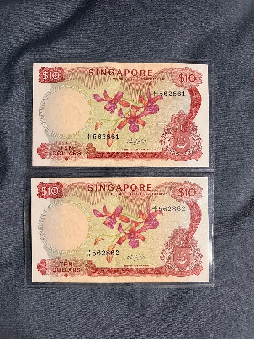 Orchid $10 Singapore Notes running number W/O seal, Hobbies & Toys ...