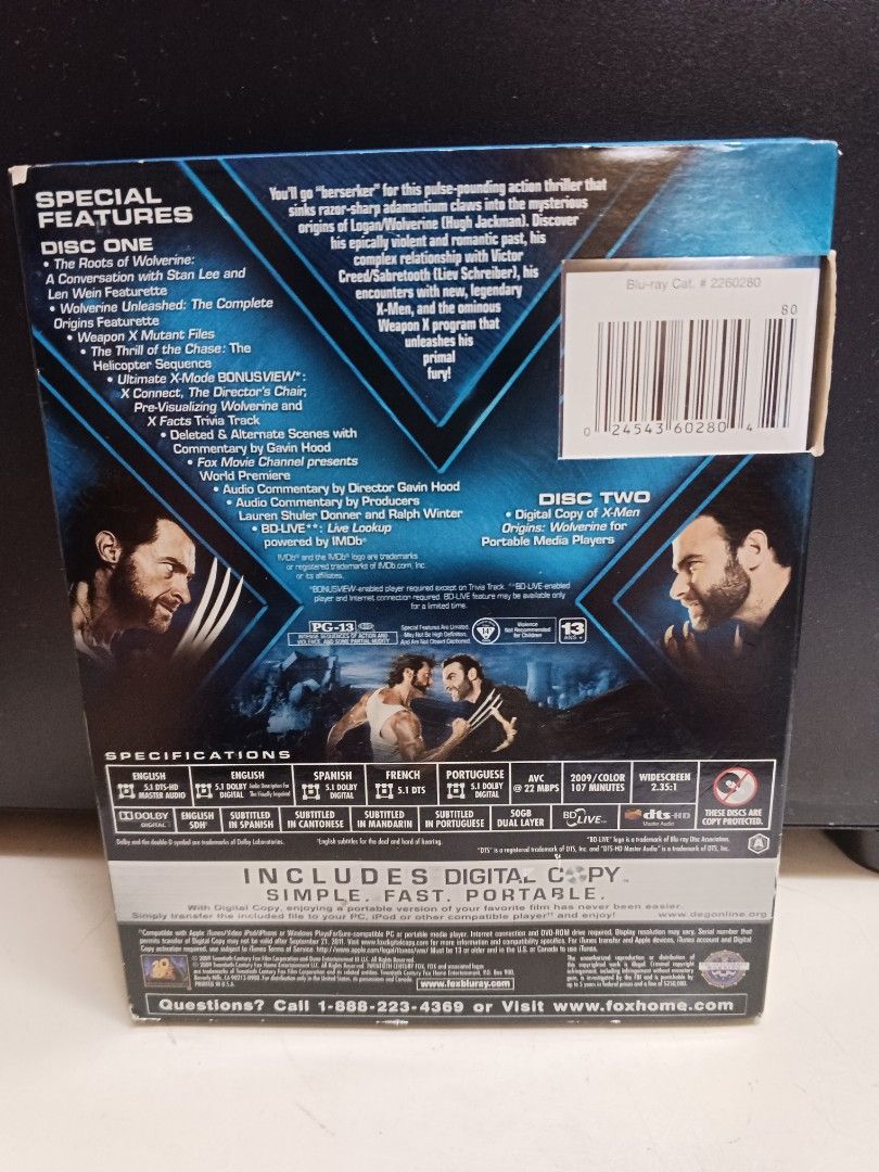 Original Blu-ray Disc: X-MEN ORIGINS , WOLVERINE - Hugh Jackman ...xmen ...