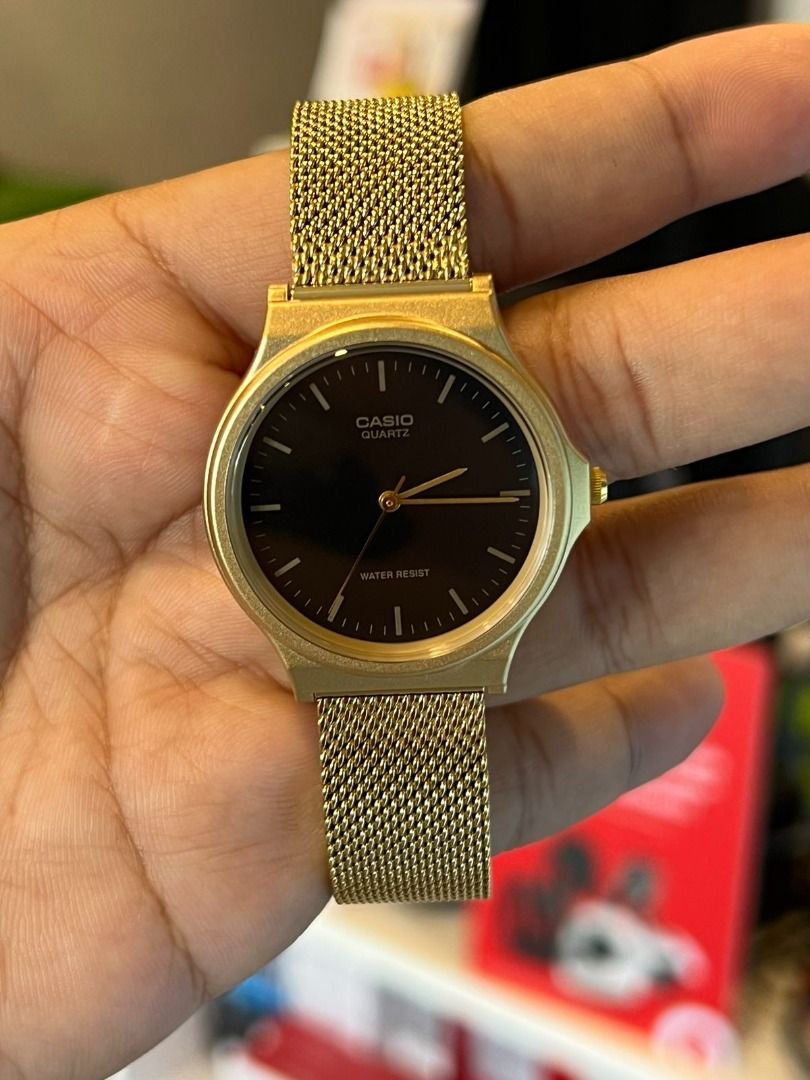 ORIGINAL CASIO Analog Mesh Ladies Gold Watch MQ-24MG-1E, Women's ...