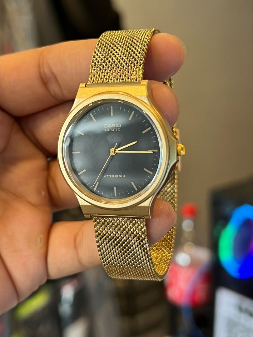 ORIGINAL CASIO Analog Mesh Ladies Gold Watch MQ-24MG-1E, Women's ...