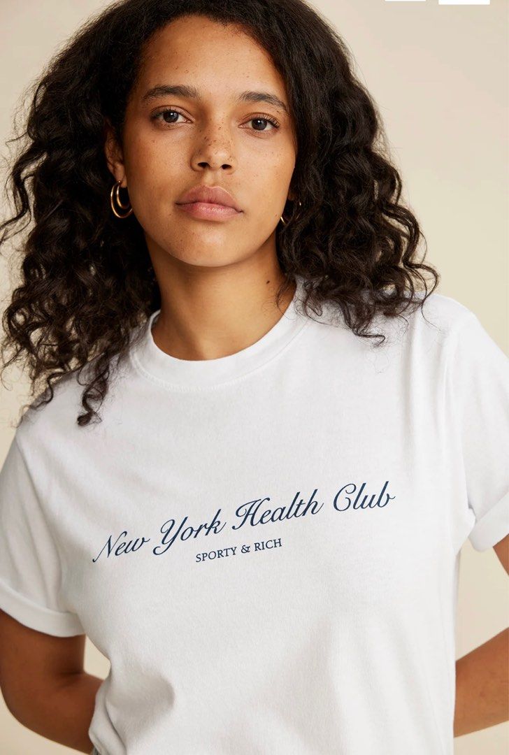 Original Sporty & Rich New York Health Club T-Shirt in White/Navy on ...