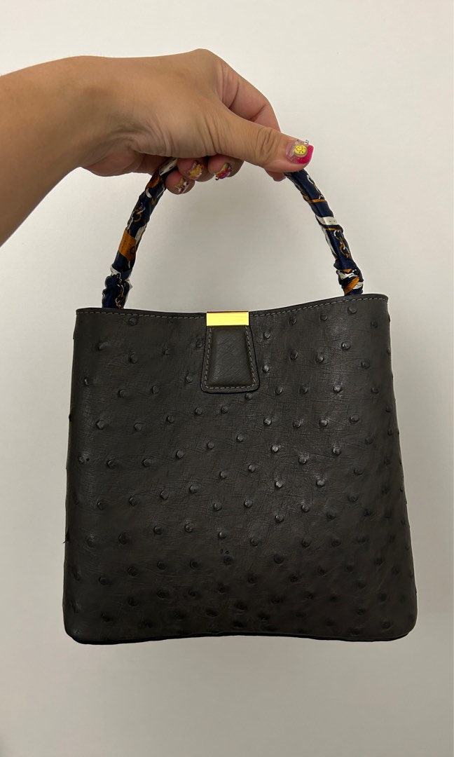 Ostrich skin Bucket Bag 20cm, Women's Fashion, Bags & Wallets, Tote ...