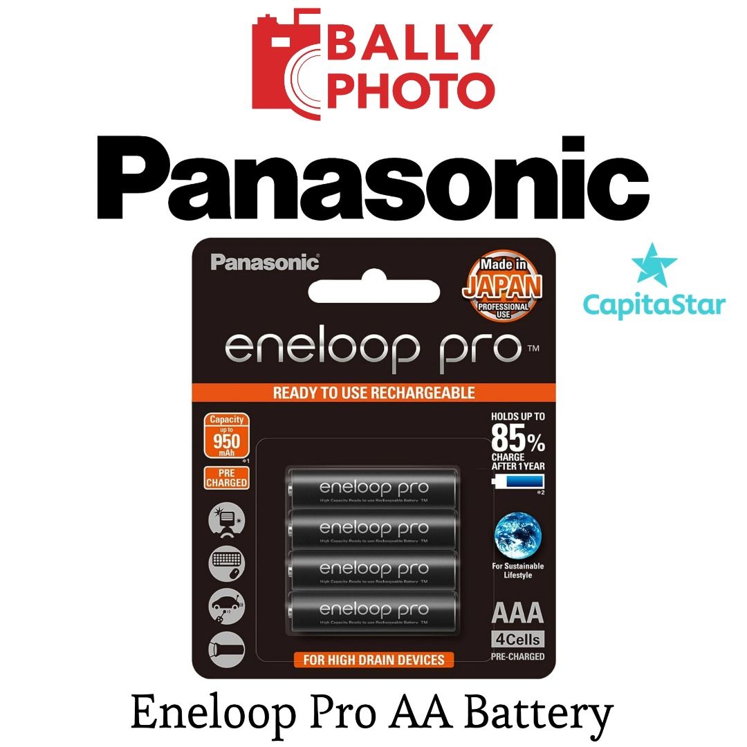 Panasonic eneloop pro AA Rechargeable NiMH Batteries (1.2V, 2550mAh, 4 ...