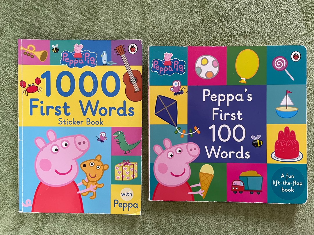 Peppa Pig first 100 and 1000 words Book 適合2-6歲 8成5新, 興趣及遊戲, 書本 & 文具 ...