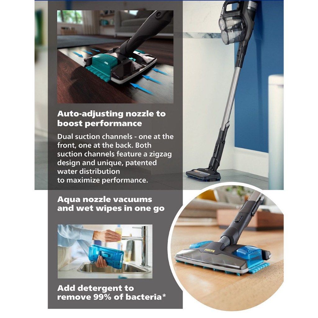 PHILIPS XC8349 Aqua Plus Cordless Vacuum 8000 Series - XC8349/01, TV ...