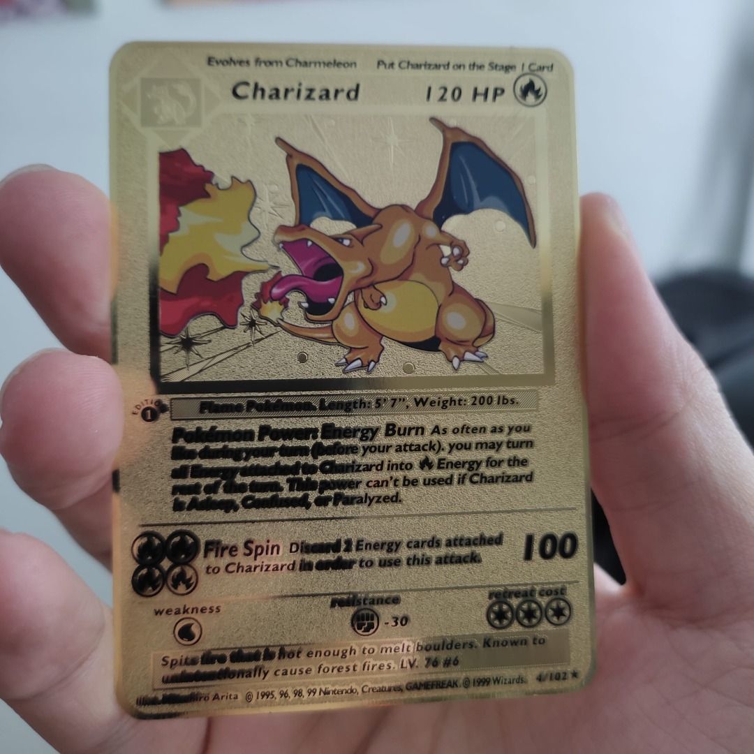 Pokemon TCG Charizard metal card base set first edition, Hobbies & Toys ...
