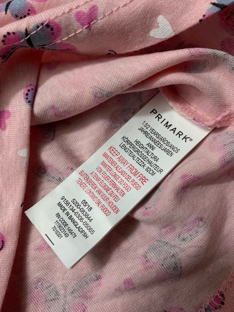 PRIMARK Pink Butterfly Top, Babies & Kids, Babies & Kids Fashion on ...