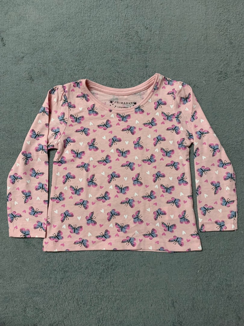 PRIMARK Pink Butterfly Top, Babies & Kids, Babies & Kids Fashion on ...