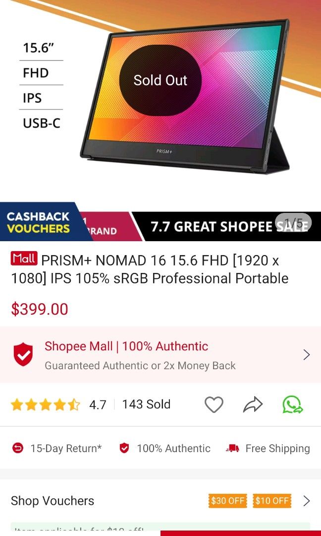 Prism+ NOMAD 16 Portable Screen, Computers & Tech, Parts & Accessories ...