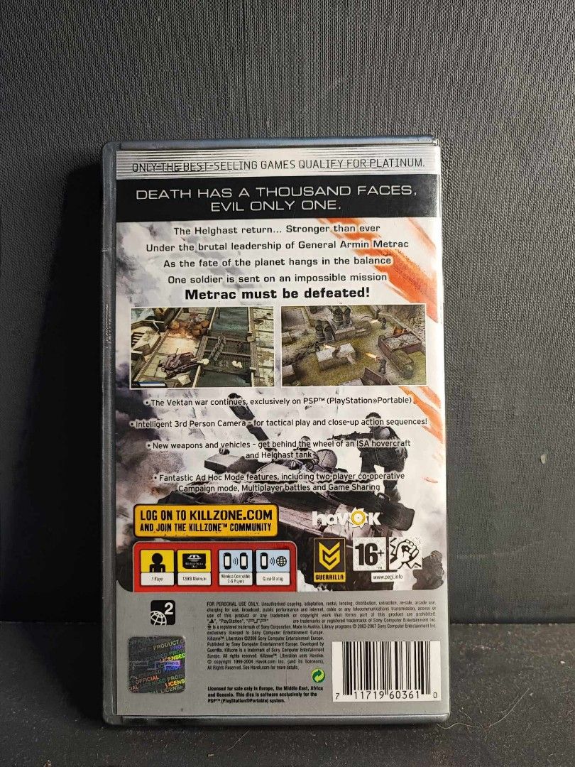 PSP UMD Games Killzone Liberation ( PSP Platinum ), Video Gaming, Video ...