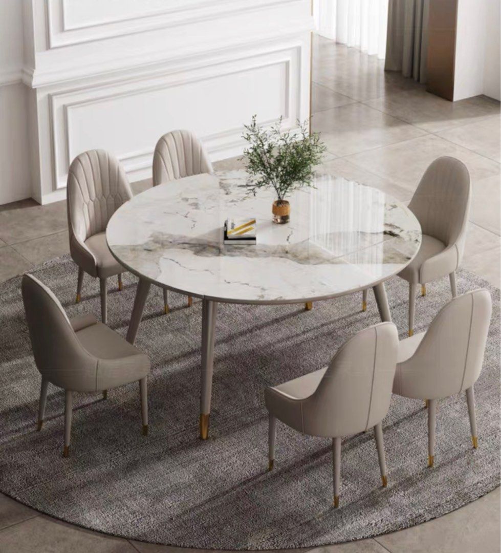 PURSLE Modern Marble Extendable Dining Table, Furniture & Home Living ...