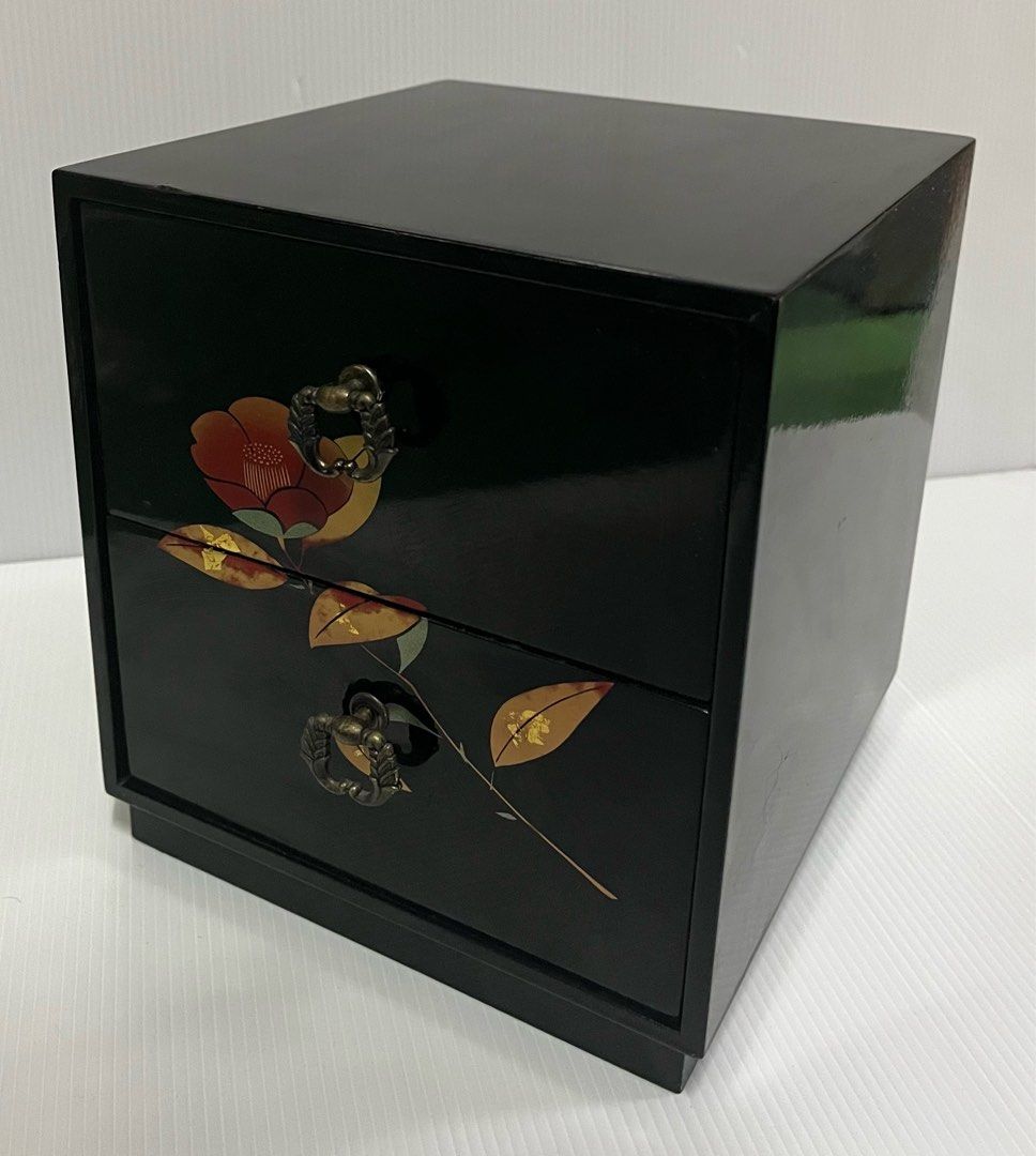 Rare Vintage Raden Maki-e Haribako Tansu Japanese Lacquered Wooden ...