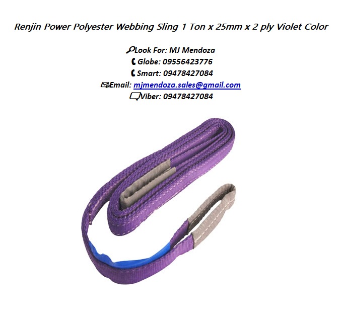 Renjin Power Polyester Webbing Sling 1 Ton x 25mm x 2 ply Violet Color ...