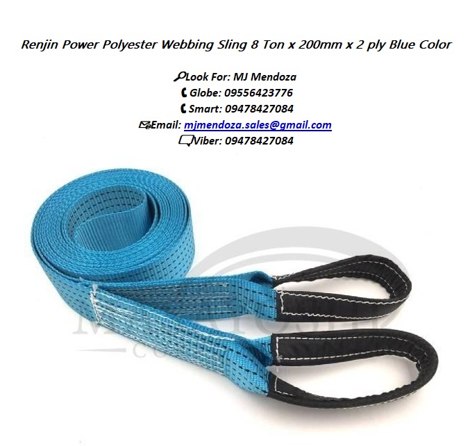 Renjin Power Polyester Webbing Sling 8 Ton x 200mm x 2 ply Blue Color ...
