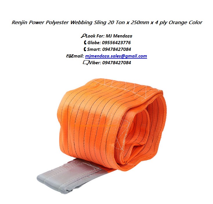 Renjin Power Polyester Webbing Sling 20 Ton x 250mm x 4 ply Orange ...