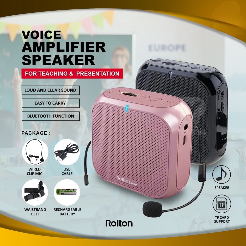 Rolton K400 Voice Amplifier Speaker Bluetooth | Speaker Microphone | Pembesar Suara Mikrofon ...