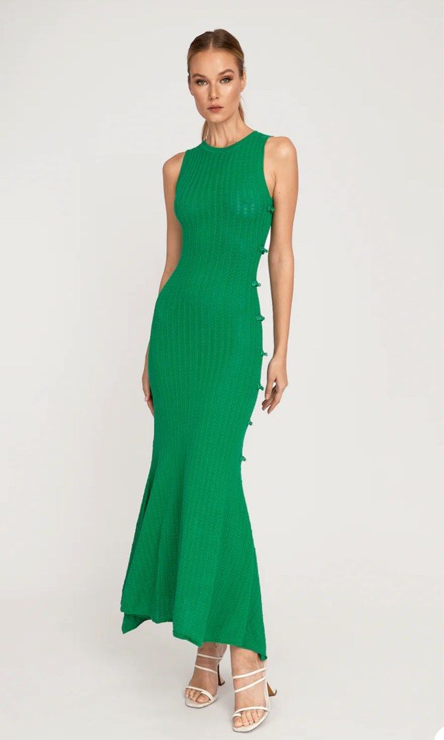SAU LEE Angelia green knit maxi dress, Women's Fashion, Dresses & Sets ...