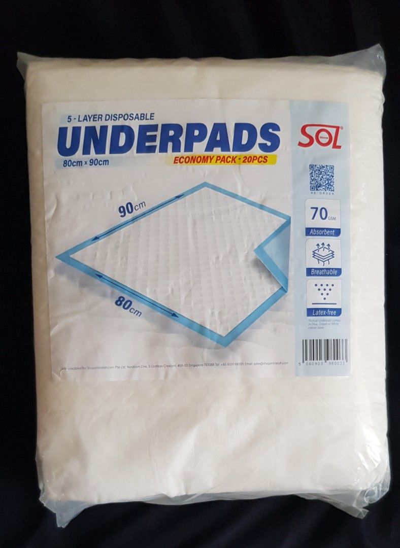 SOL underpads economy pack, Health & Nutrition, Medical Supplies ...