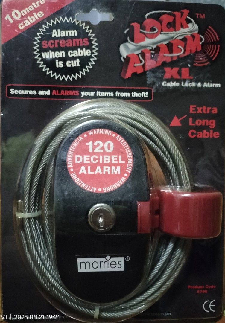 Strong 10 Metres Cable Lock with alarm., Furniture & Home Living ...