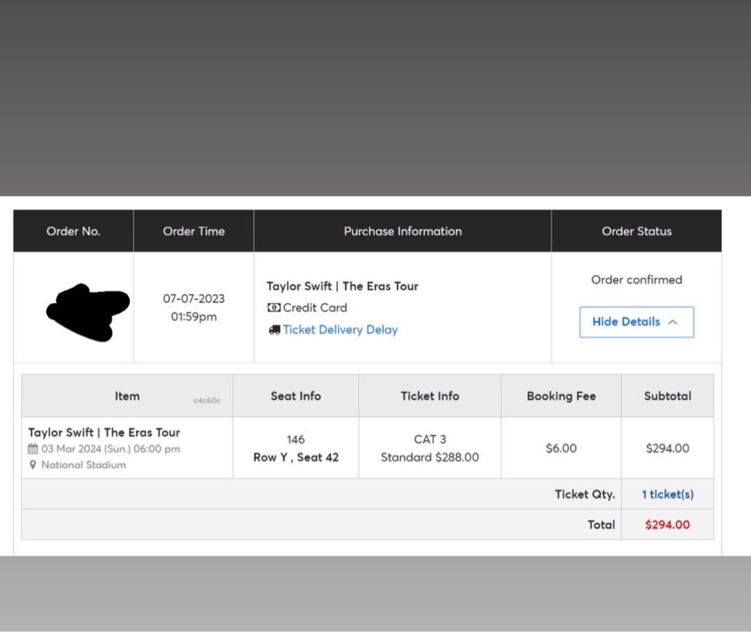 Taylor Swift Era Tours ticket, Tickets & Vouchers, Event Tickets on ...