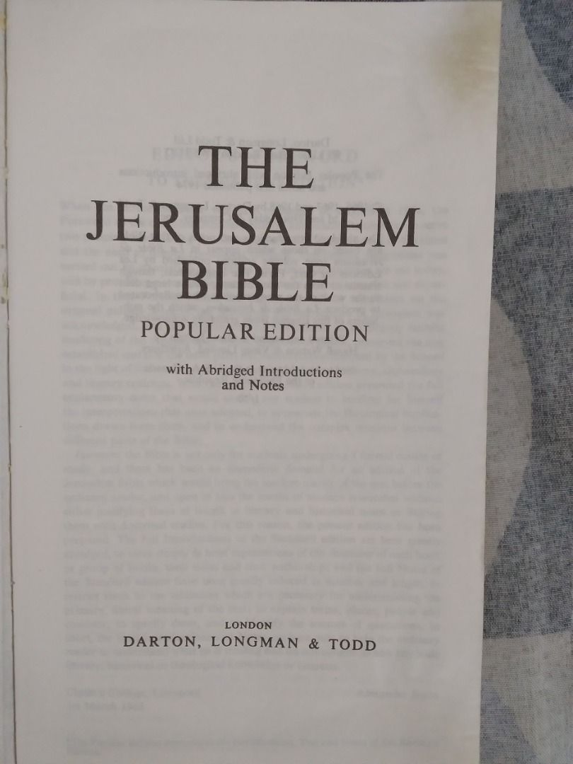 The Jerusalem Bible Popular Edition, Hobbies & Toys, Books & Magazines ...